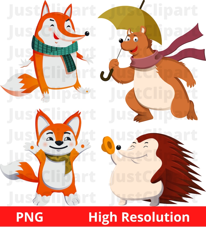 Autumn Animals Clipart, Fall Clipart, Autumn Clipart, Leaves Clipart ...