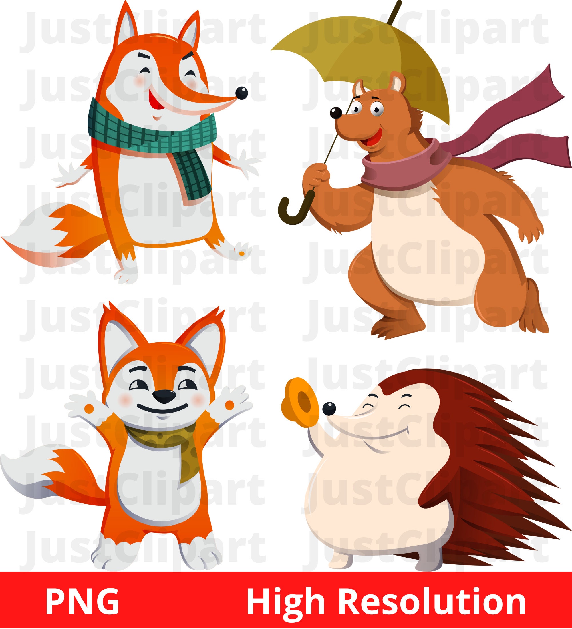 Autumn Animals Clipart, Fall Clipart, Autumn Clipart, Leaves Clipart ...