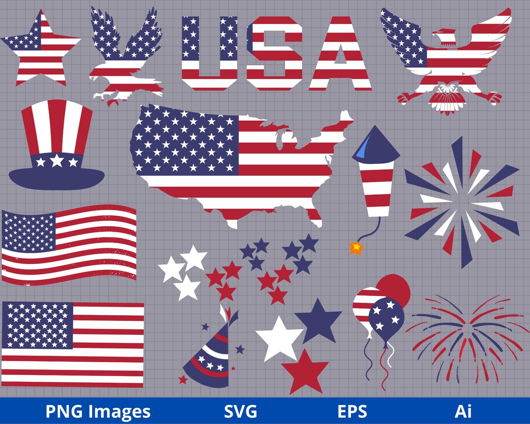 USA Clipart, Independence Day Clipart, 4th of July Clipart, American ...