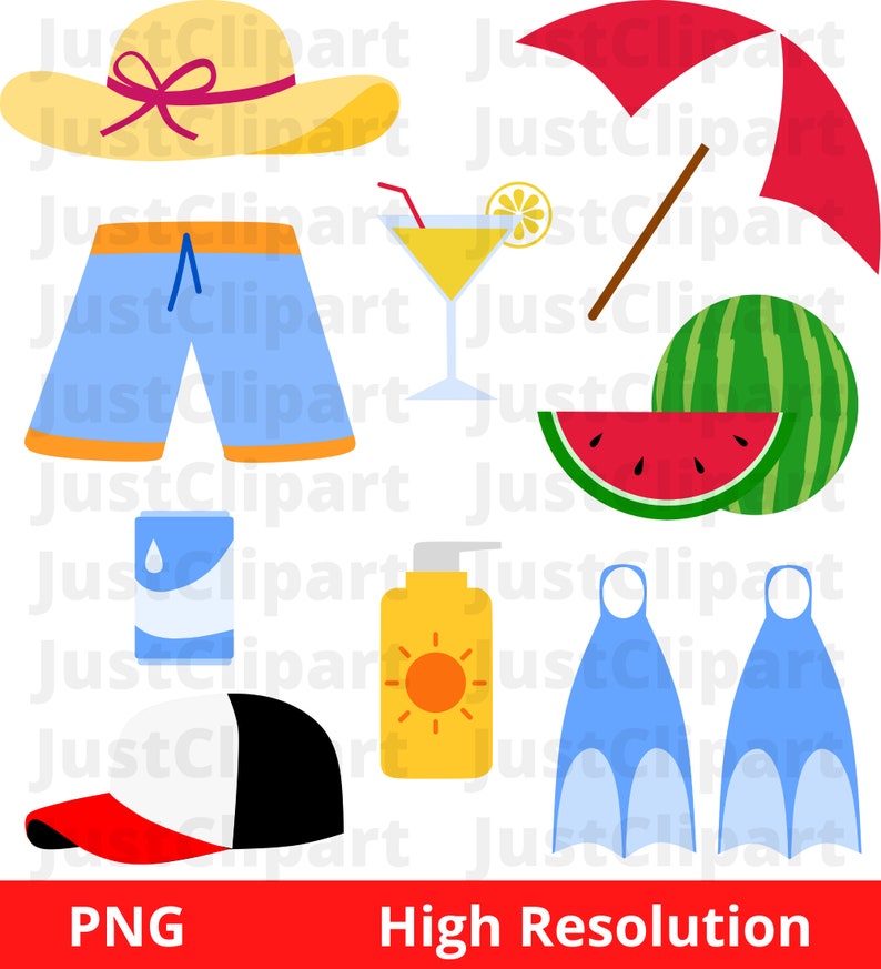 Summer Clipart, Beach Clipart, Tropical Fun Clipart, Season Clipart ...