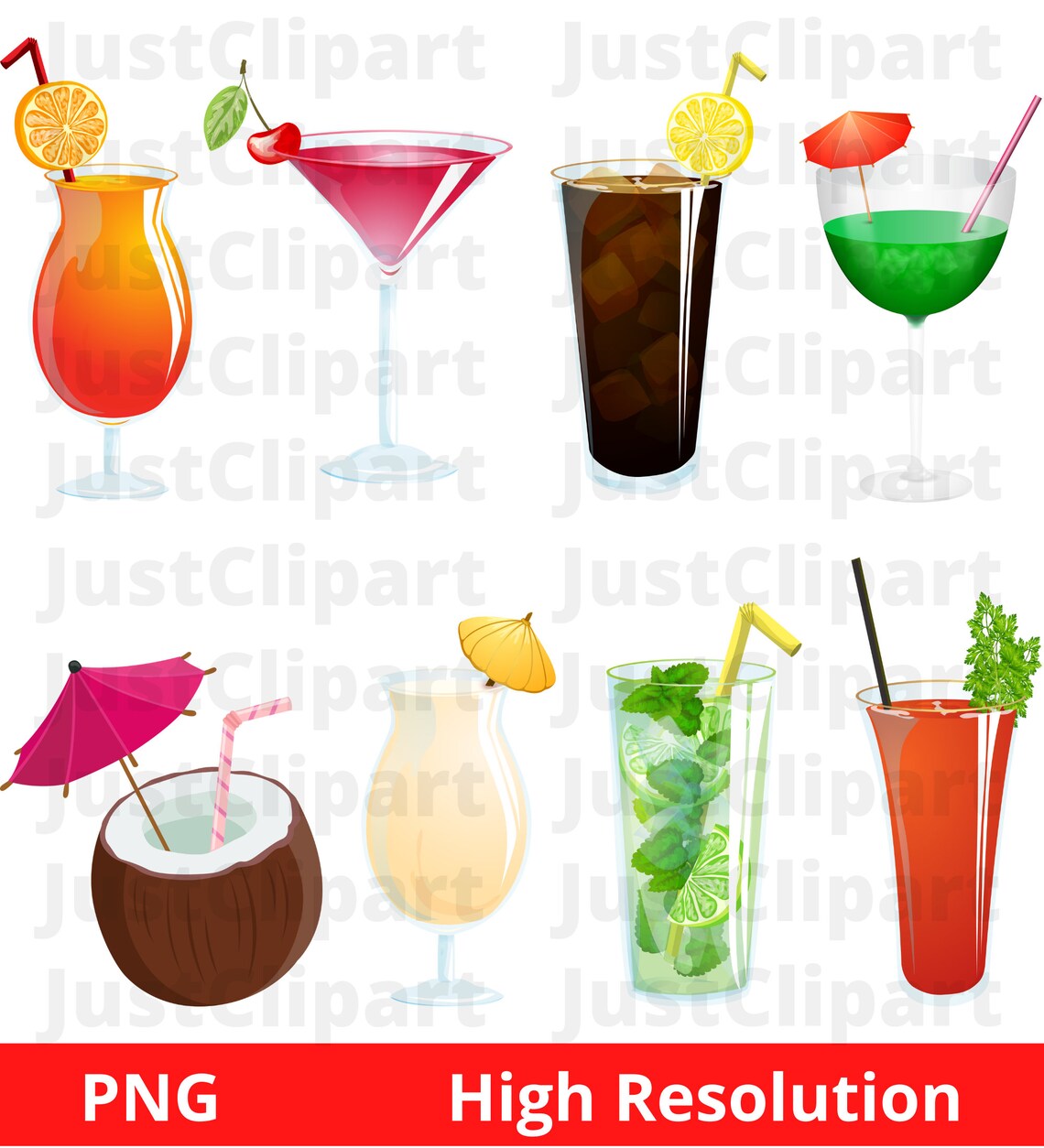 Cocktails Clipart, Summer Clipart, Summer Cocktail Clipart, Tropical ...