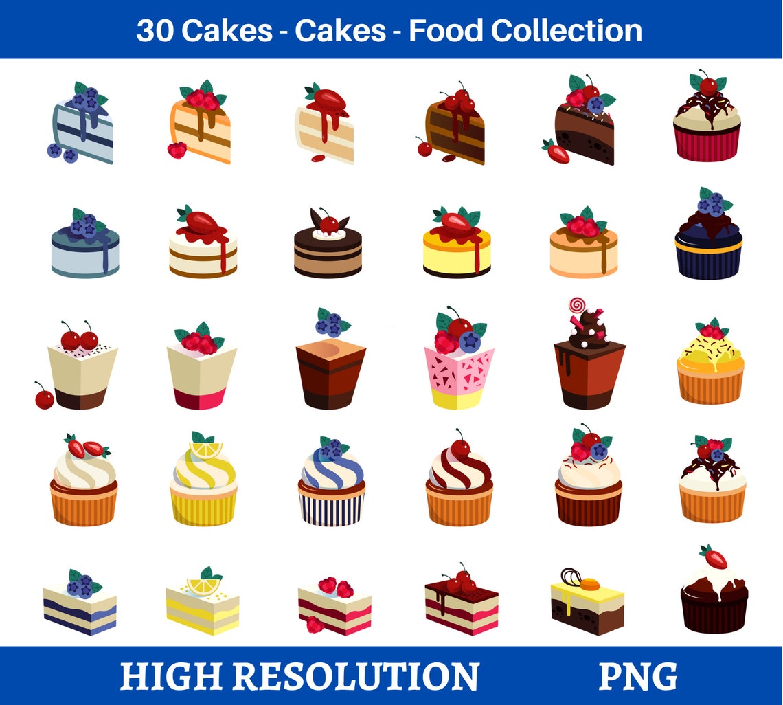Cupcakes Clipart, Cakes Clipart, Colorful Cakes Clipart, Cake Slices ...
