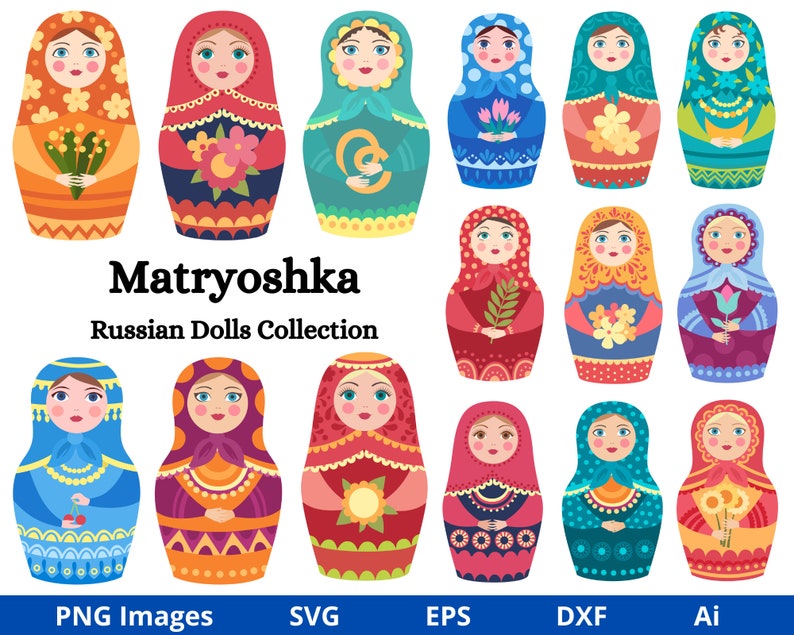 Matryoshka Clipart, Russian Dolls Clipart, Babushka, Dolls, Matryoshka ...