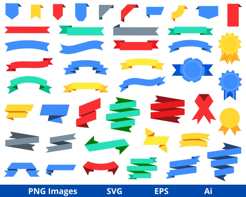 Ribbon Clipart, Banner Clipart, Stitched Ribbons Clipart, Label Frame ...