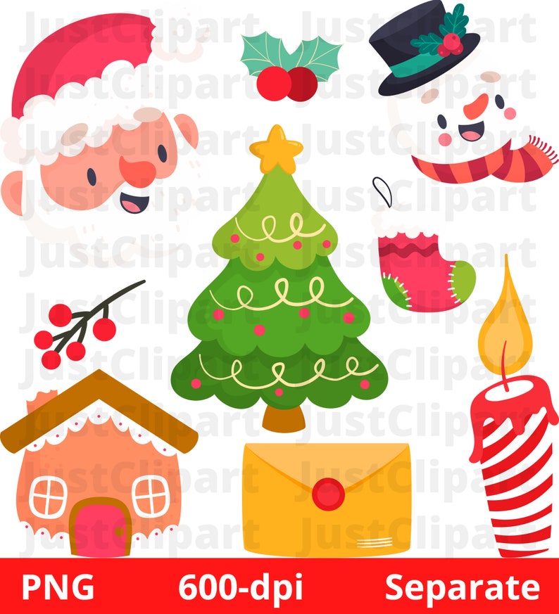 Christmas Clipart, Hand Drawn Christmas Clip Art, Xmas Elements, Winter ...