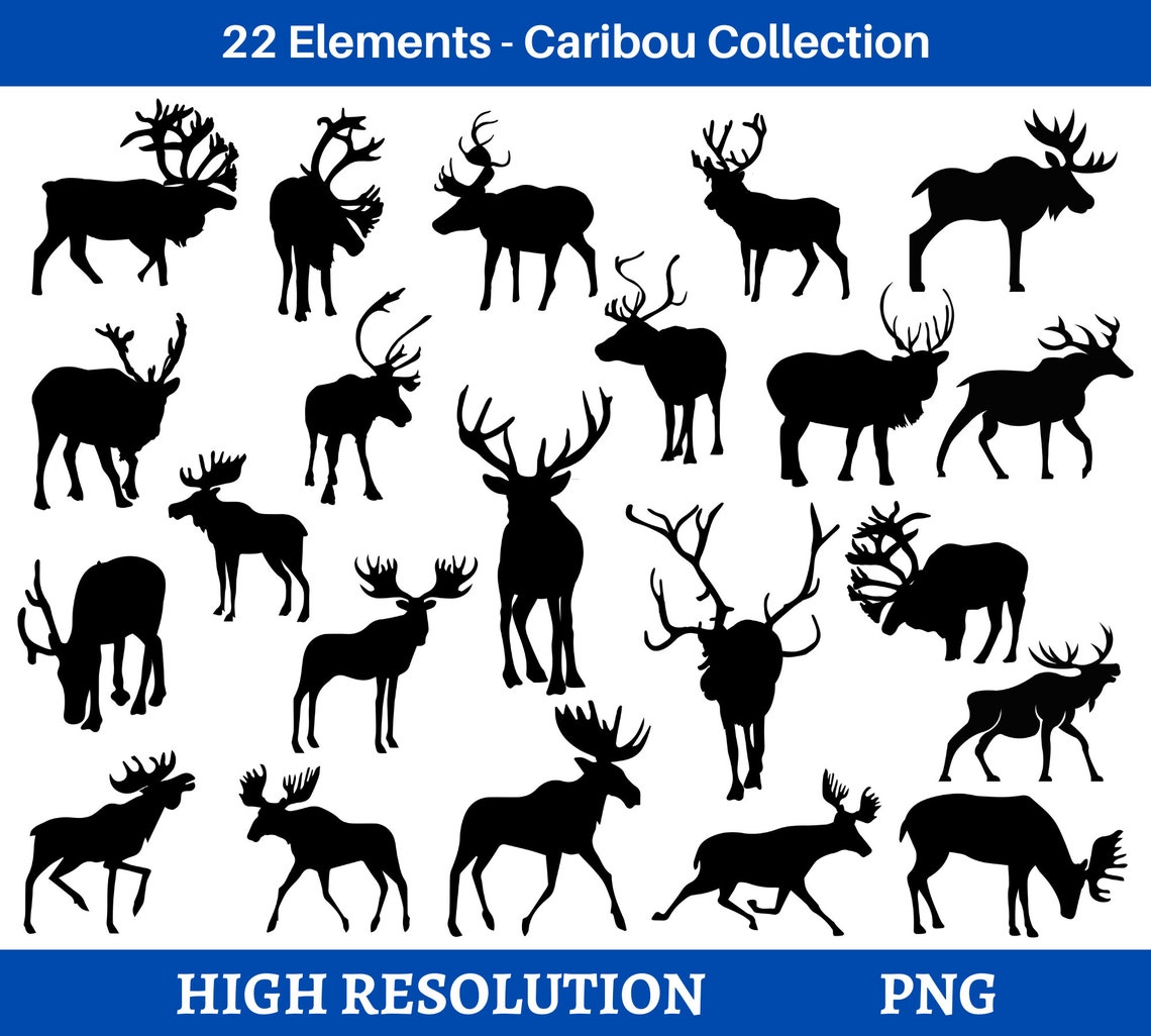 Caribou SVG Bundle, Caribou Clipart, Elk Svg, Hunting Svg, Camping Svg ...