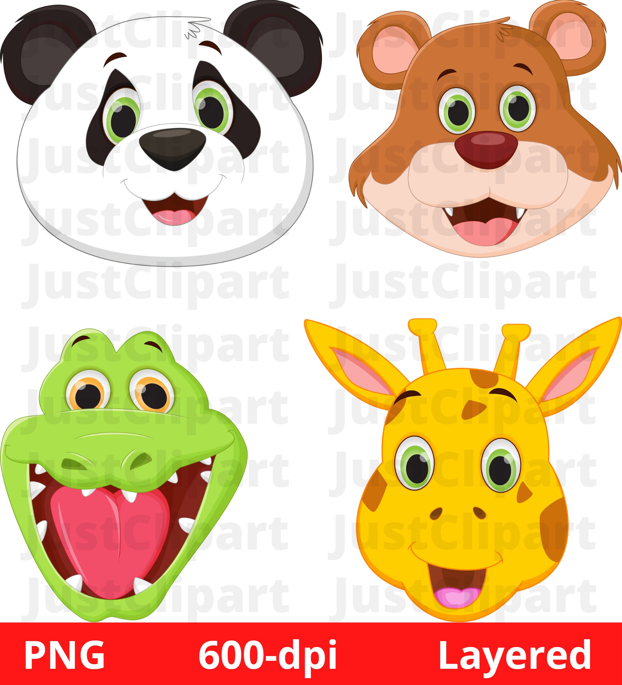 Animal Face Clipart, Animal Face Svg, Animal Clipart, Cute Animal Svg ...