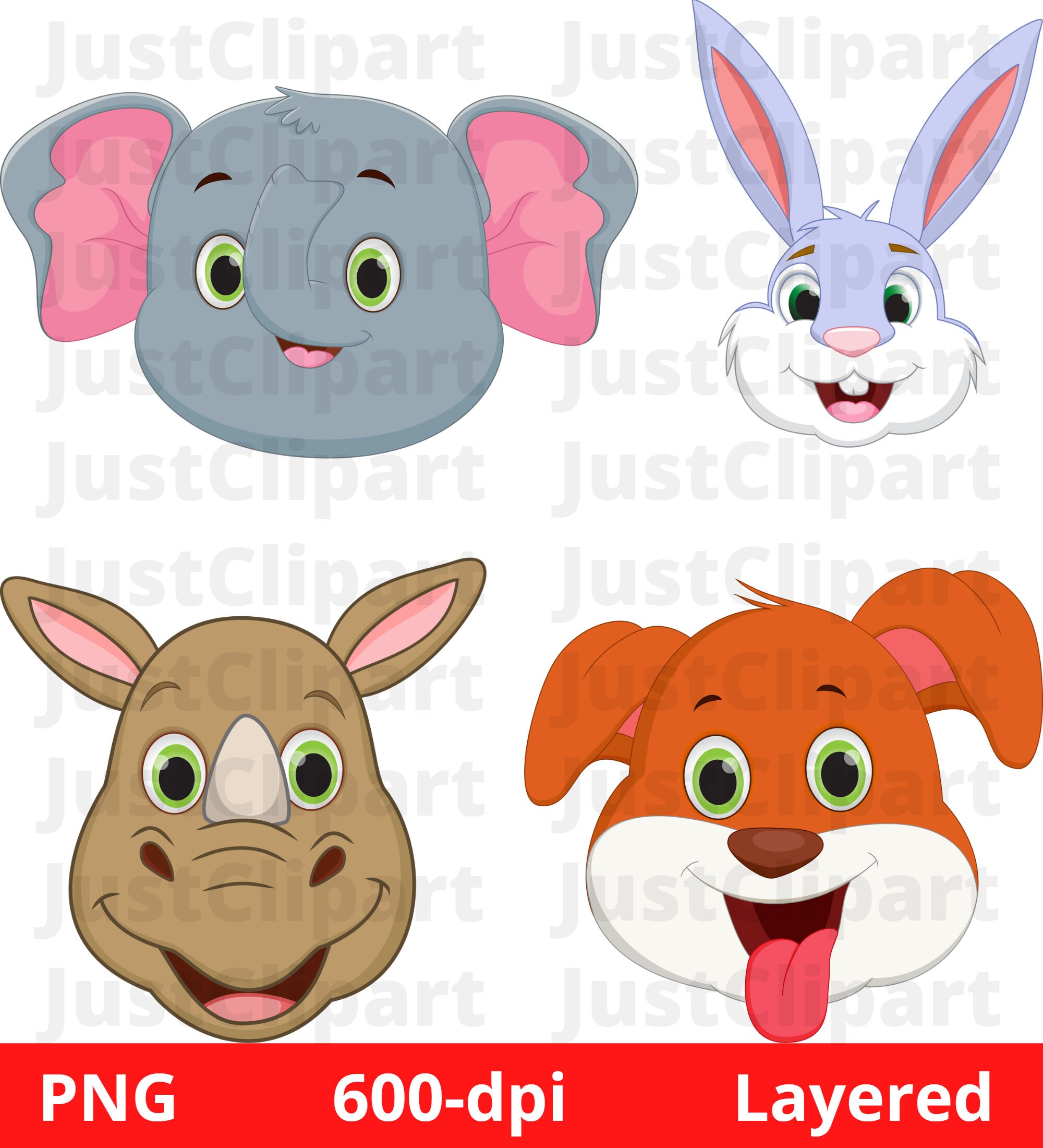 Animal Face Clipart, Animal Face Svg, Animal Clipart, Cute Animal Svg ...