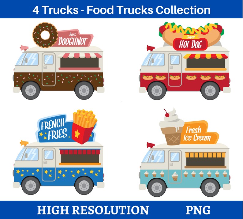 Food Truck Clipart, Food Vans, Fast Food Clipart, Ice-cream Truck ...