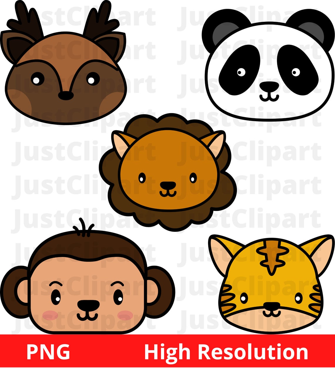 Animal Face Clipart, Animal Face Svg, Animal Clipart, Nursery Animal ...