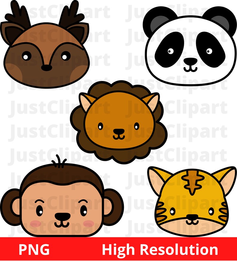Animal Face Clipart, Animal Face Svg, Animal Clipart, Nursery Animal ...