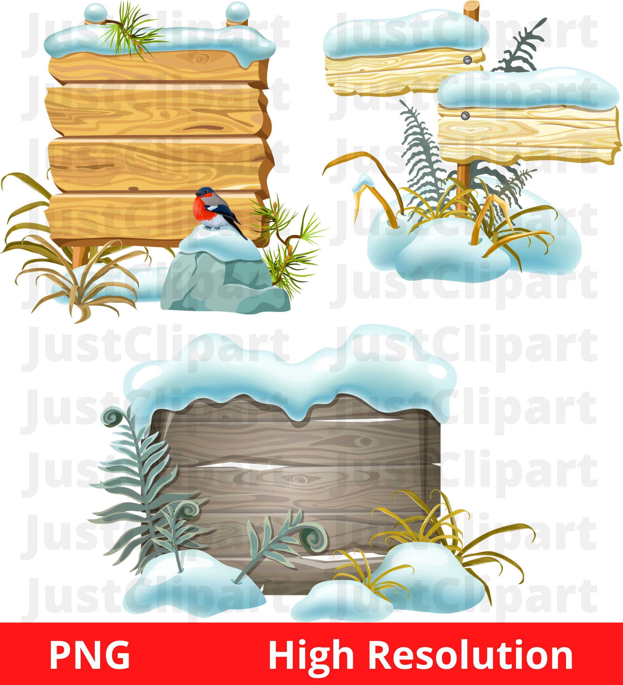 Wooden Sign Board Clipart, Snowdrift Clipart, Winter Clipart, Sign ...