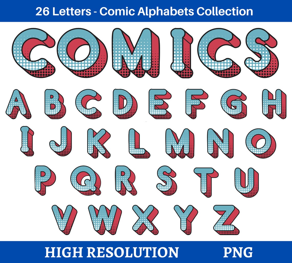 Comic Font Svg, Comic Alphabet Clipart, Comic Letters, Cartoon ...