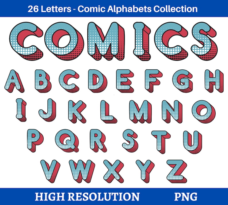 Comic Font Svg, Comic Alphabet Clipart, Comic Letters, Cartoon ...