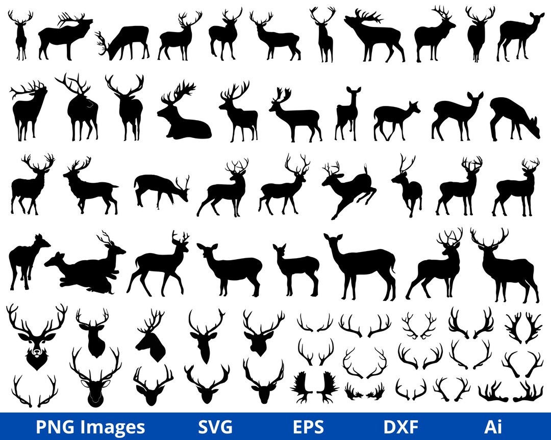 Hirsch SVG Bundle, Hirsch Svg, HirschGeweih Svg, Hirsch Silhouette ...