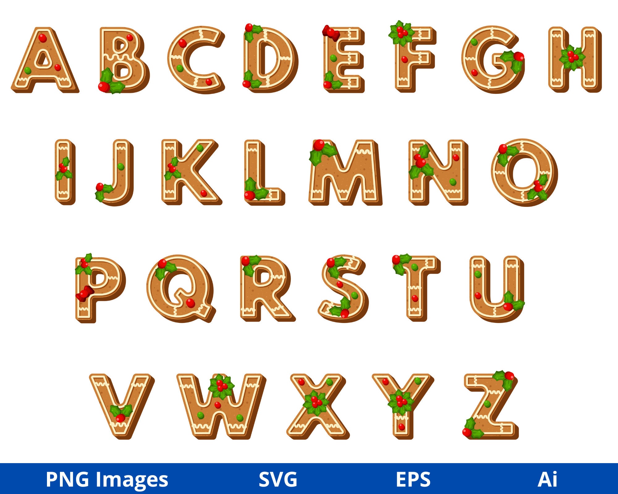 Gingerbread Cookie Letters Svg, Cookie Alphabet, Christmas Alphabet ...