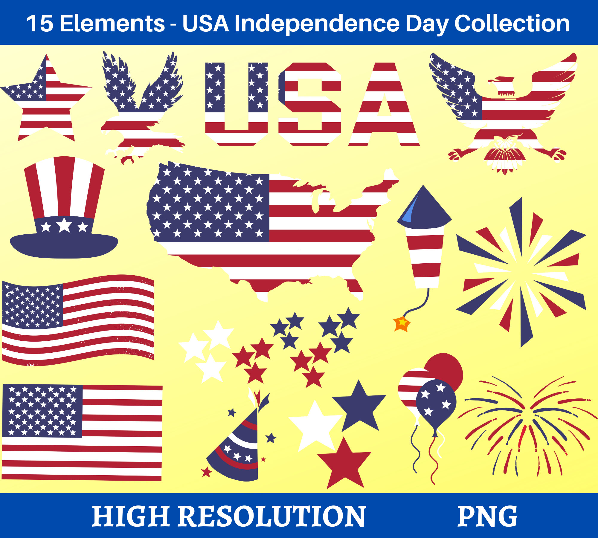 USA Clipart, Independence Day Clipart, 4th of July Clipart, American ...