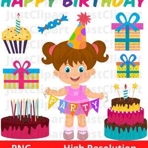 Birthday Clipart, Party Clipart, Garland Clipart, Birthday Girl Clipart ...