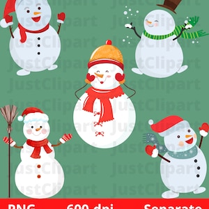 Snowman Clipart, Christmas Snowman Clipart, Christmas Clipart, Winter ...