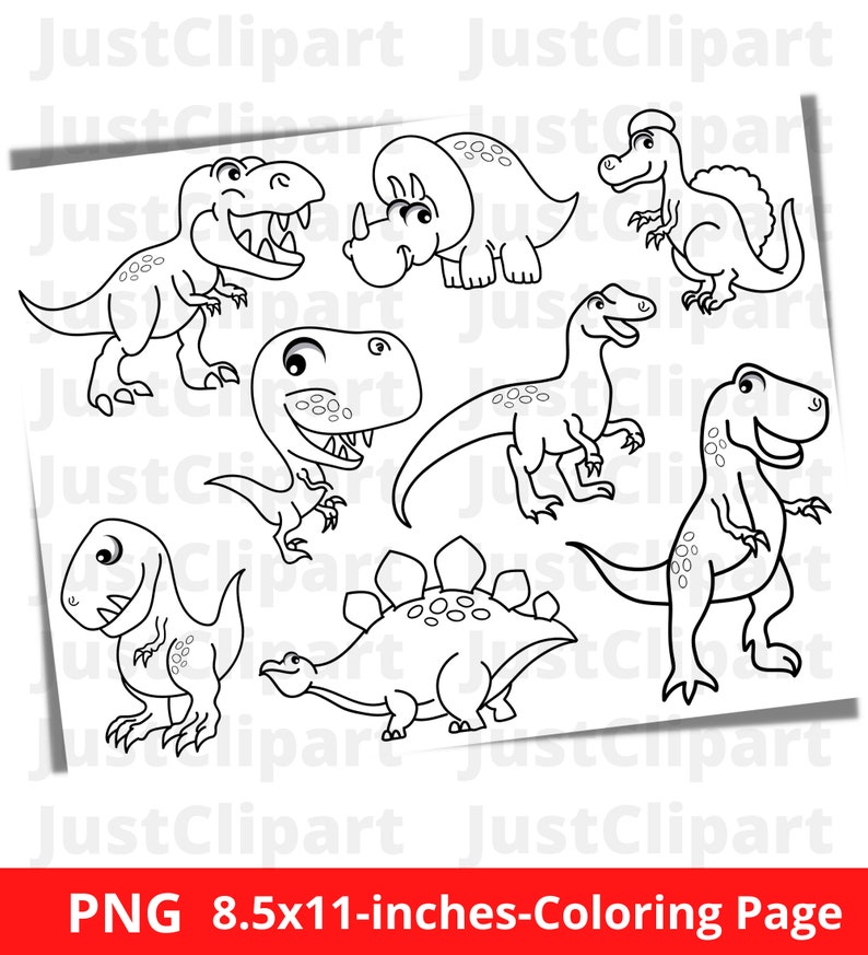 Cute Dinosaur Digital Stamps, Dinosaur Clipart, Dinosaurs SVG, Digital ...