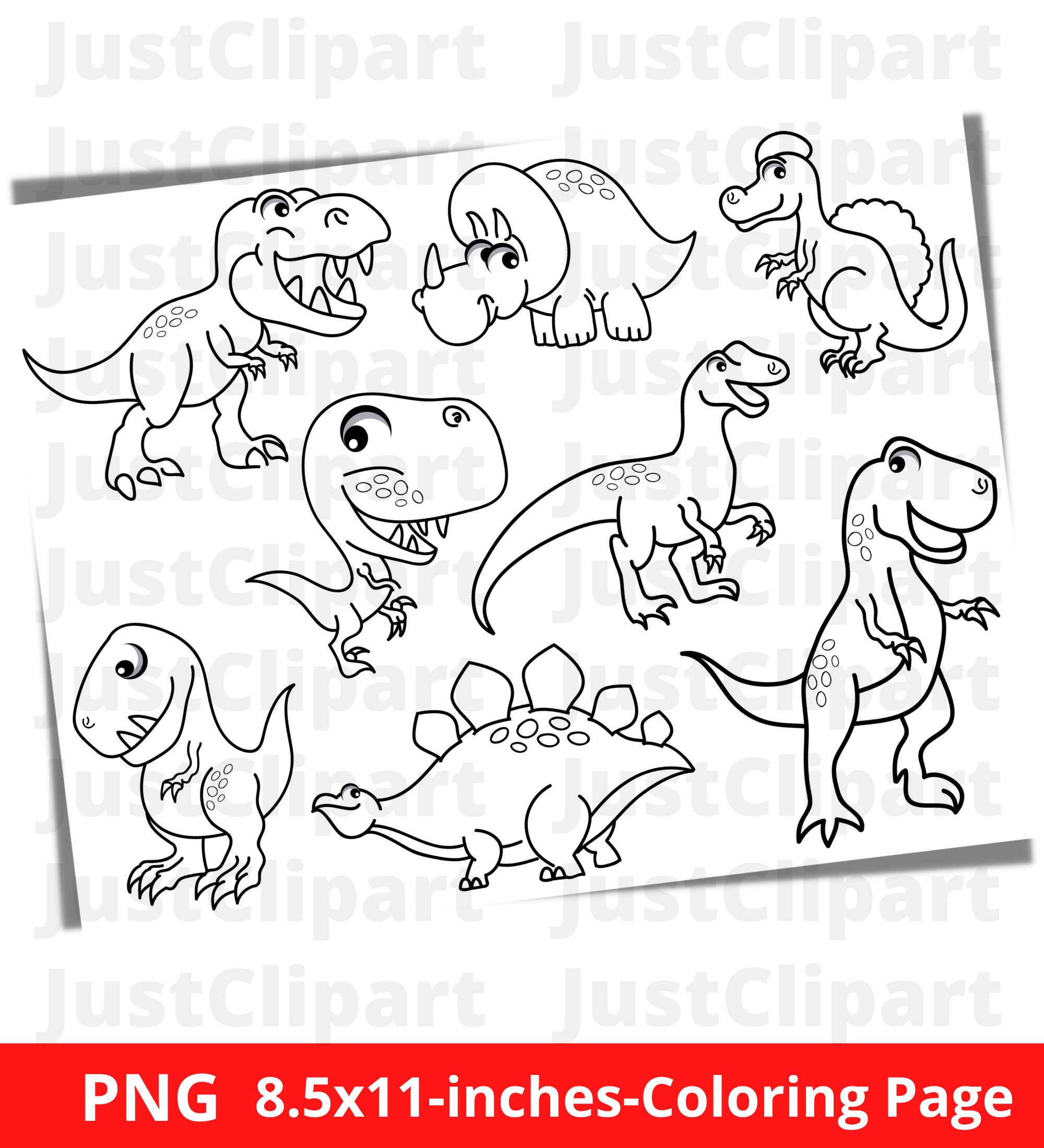 Cute Dinosaur Digital Stamps, Dinosaur Clipart, Dinosaurs SVG, Digital ...