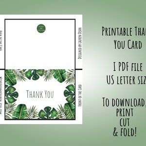Tropical Thank You Card, Digital Download - Etsy