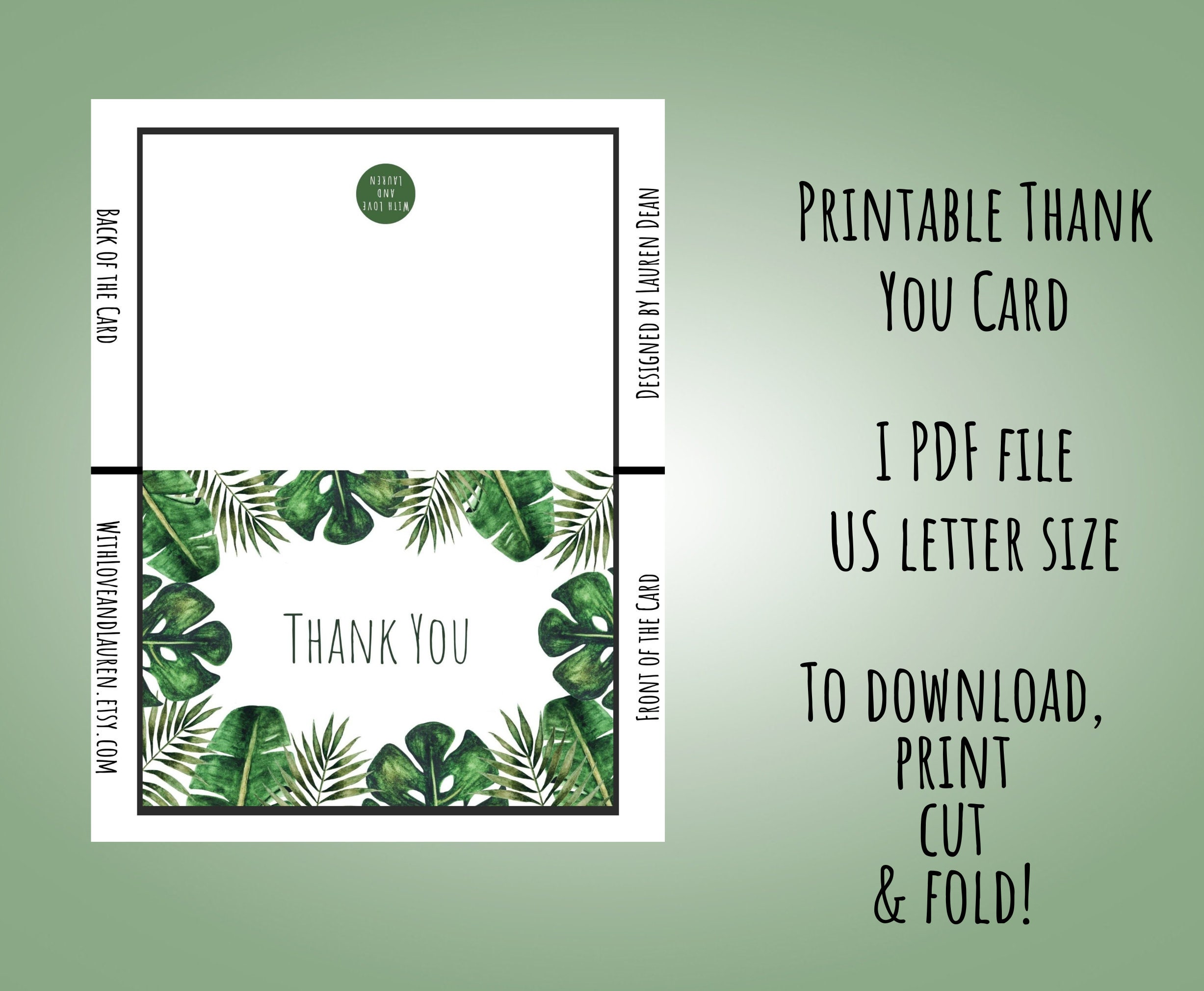 Tropical Thank You Card, Digital Download - Etsy