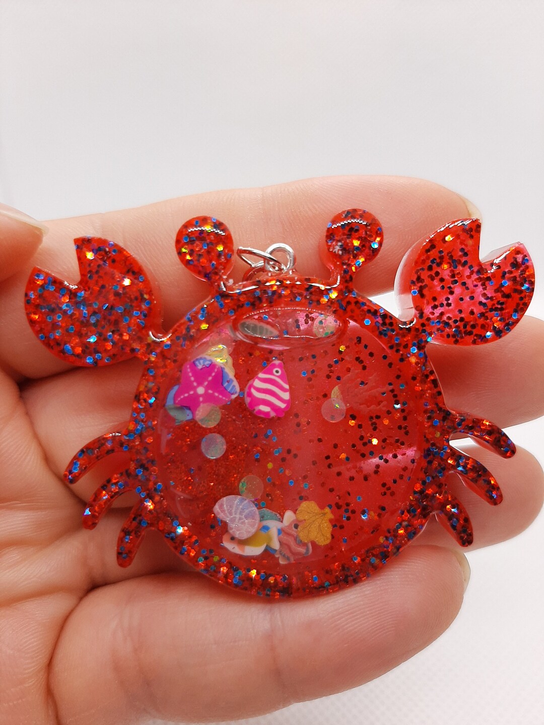 Cutesy Crab Shaker Keychain - Etsy