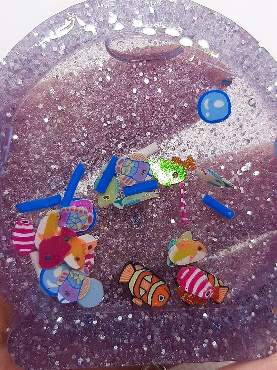 Kawaii Large Fish Bowl Shaker Keychain - Etsy