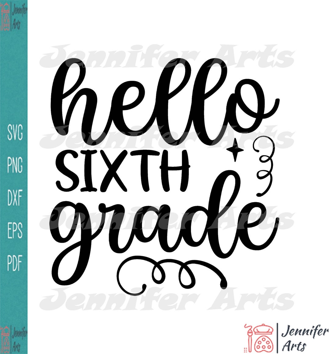 Hello Sixth Grade Silhouette Svg - Etsy