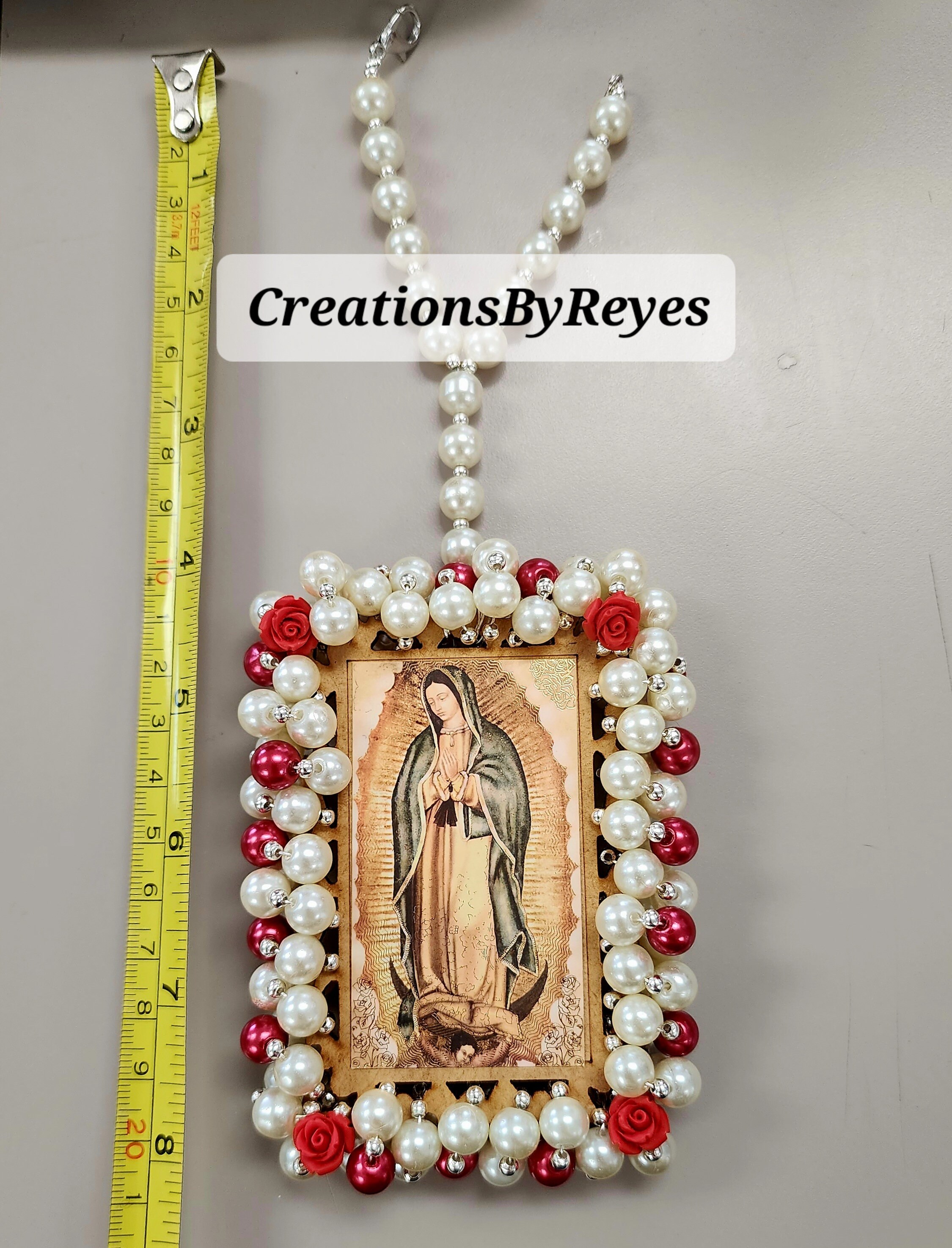 Virgin Mary Beaded Wood Frame - Etsy
