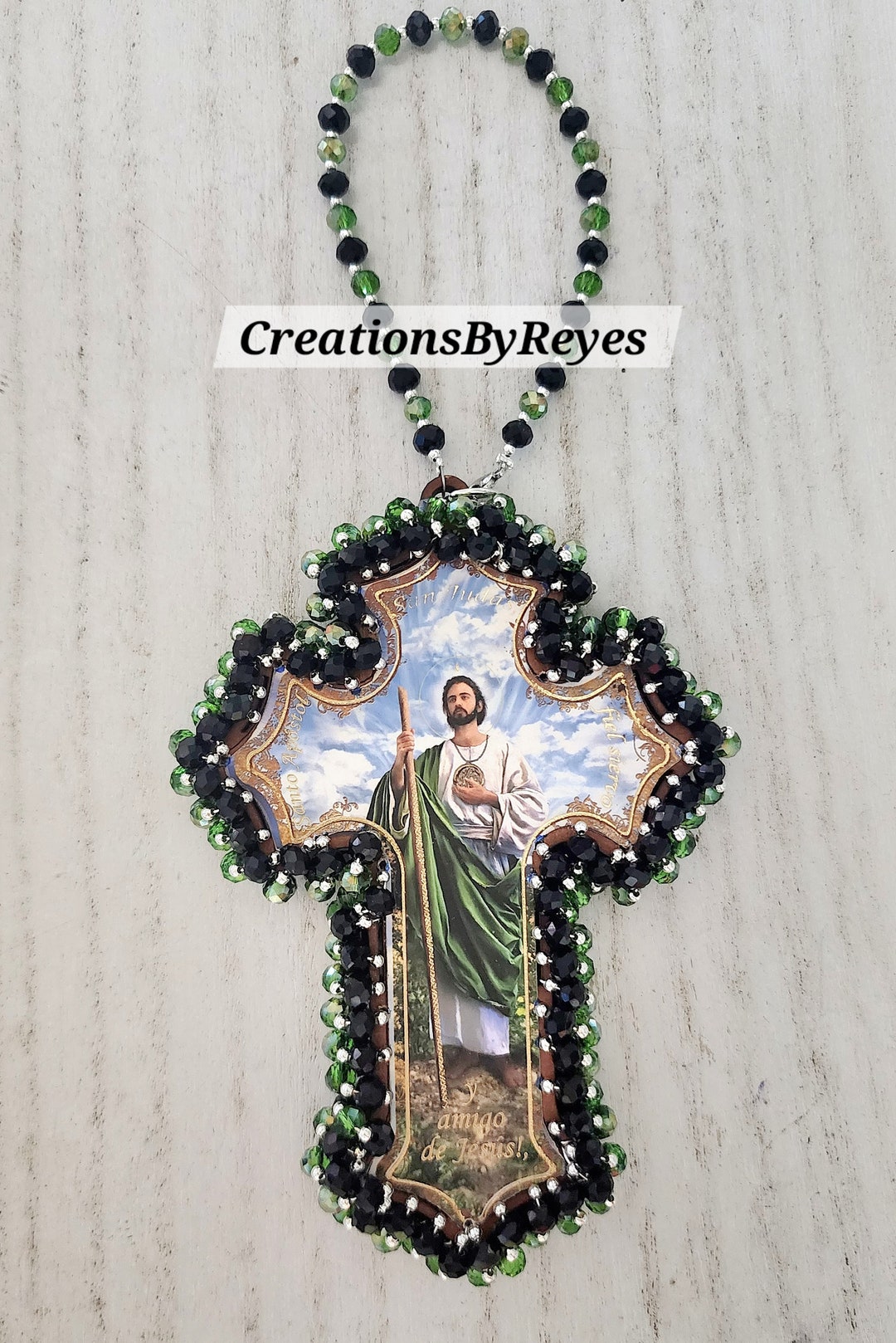 Catholic St. Jude Beaded Wood Cross - Etsy