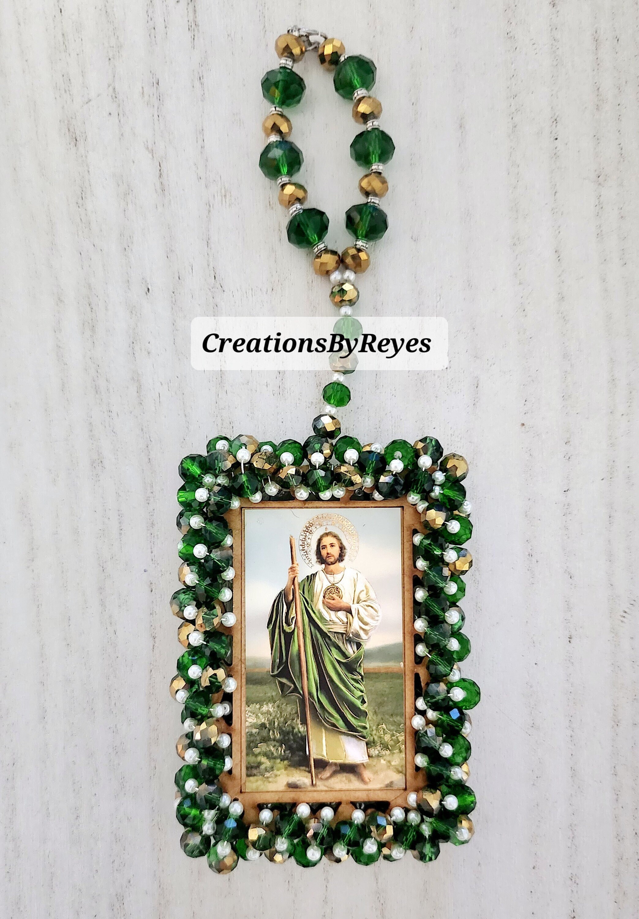 Catholic Saints Beaded Wood Frame - Etsy