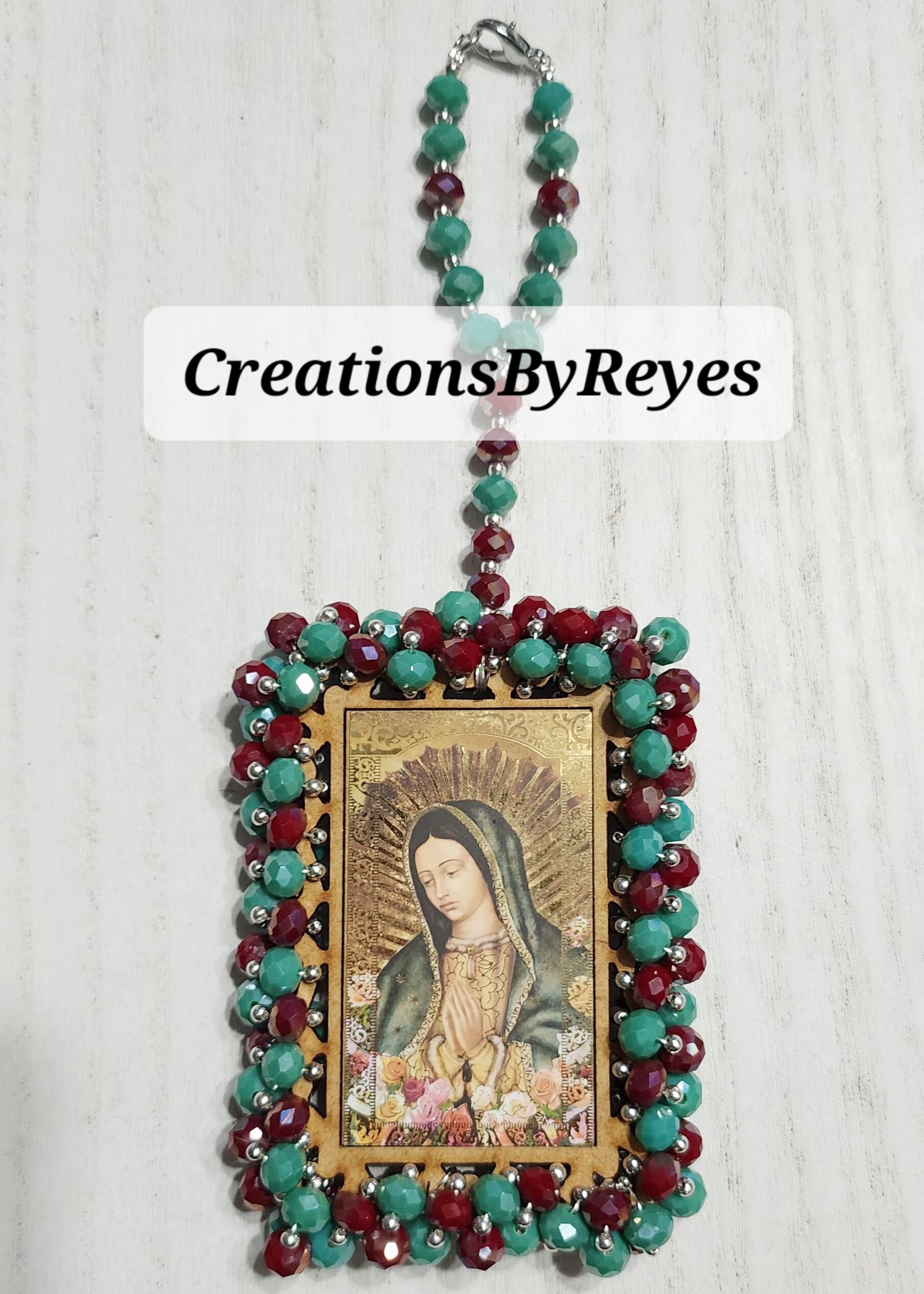 Virgin Mary Beaded Wood Frame - Etsy