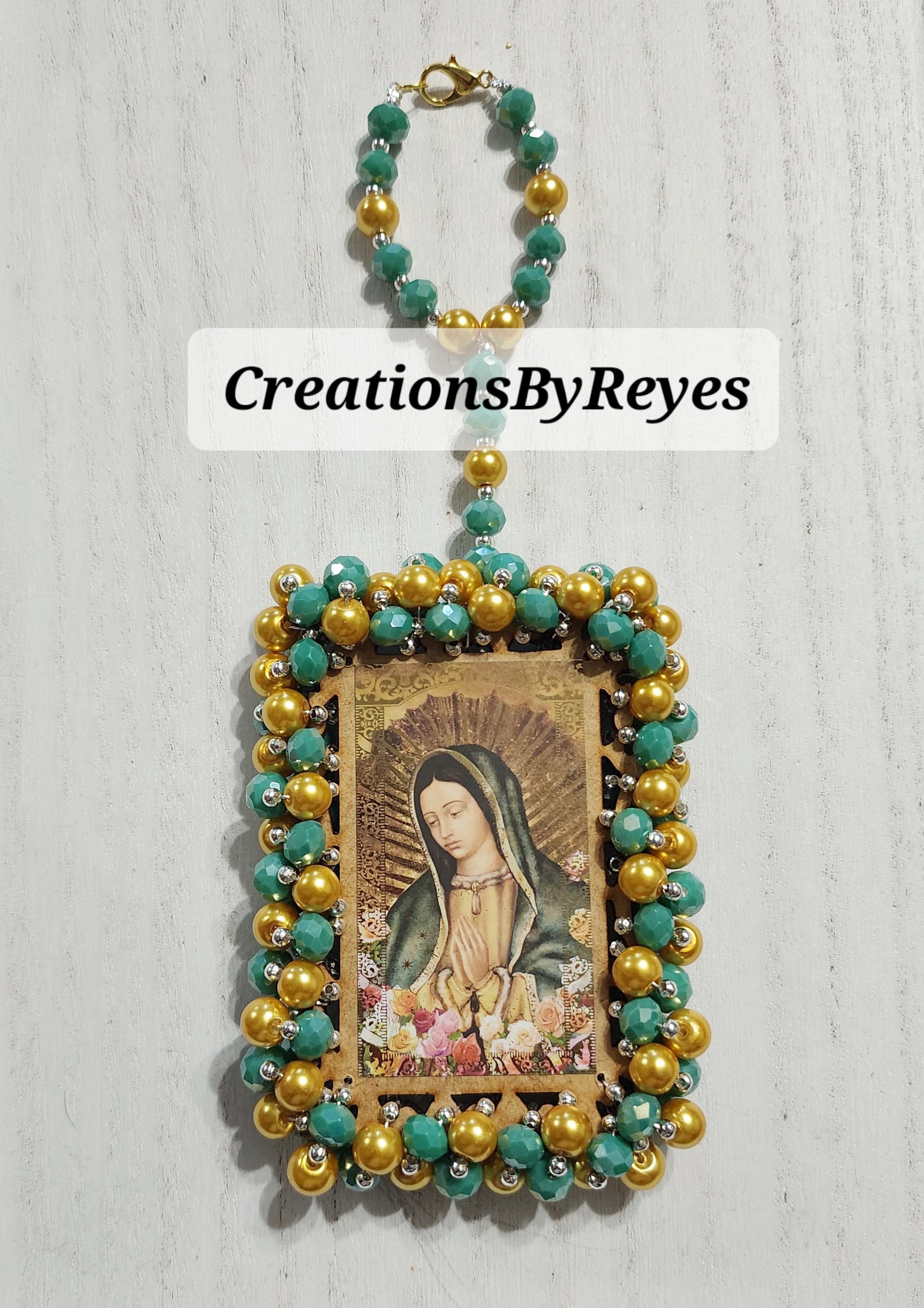 Virgin Mary Beaded Wood Frame - Etsy