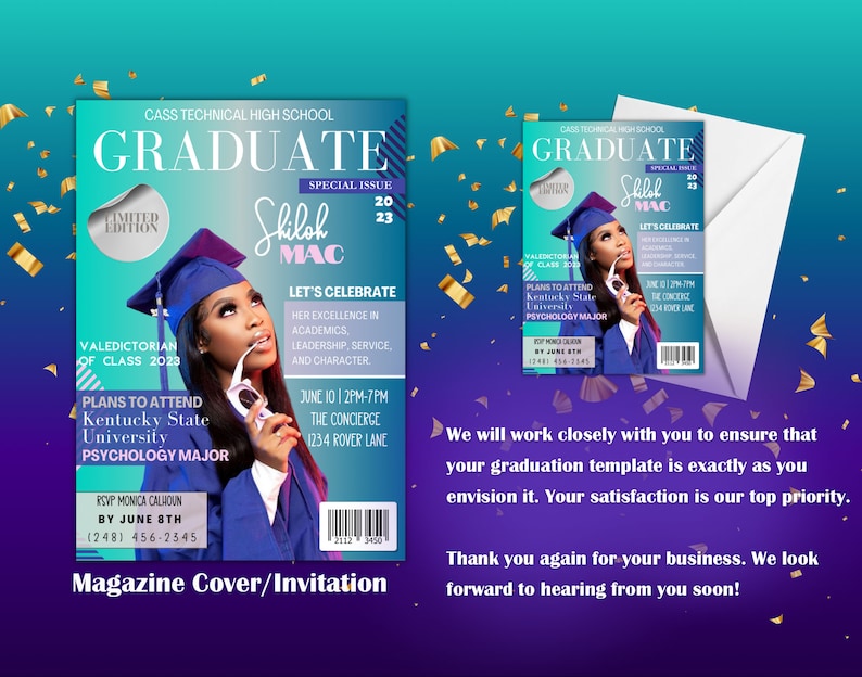 Graduation Magazine Cover Senior /grad Celebration Personal Editing is ...