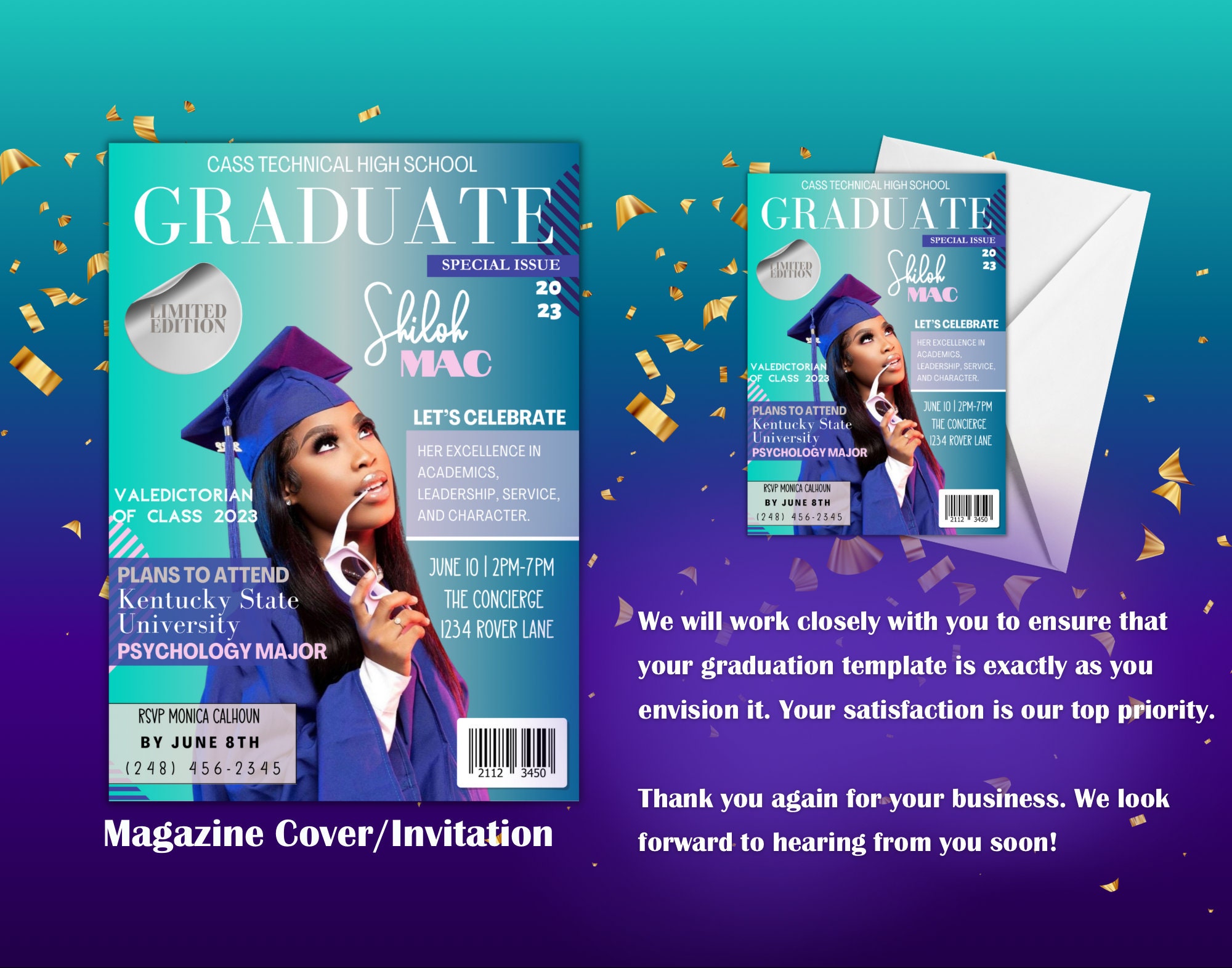 Graduation Magazine Cover Senior /grad Celebration Personal Editing is ...