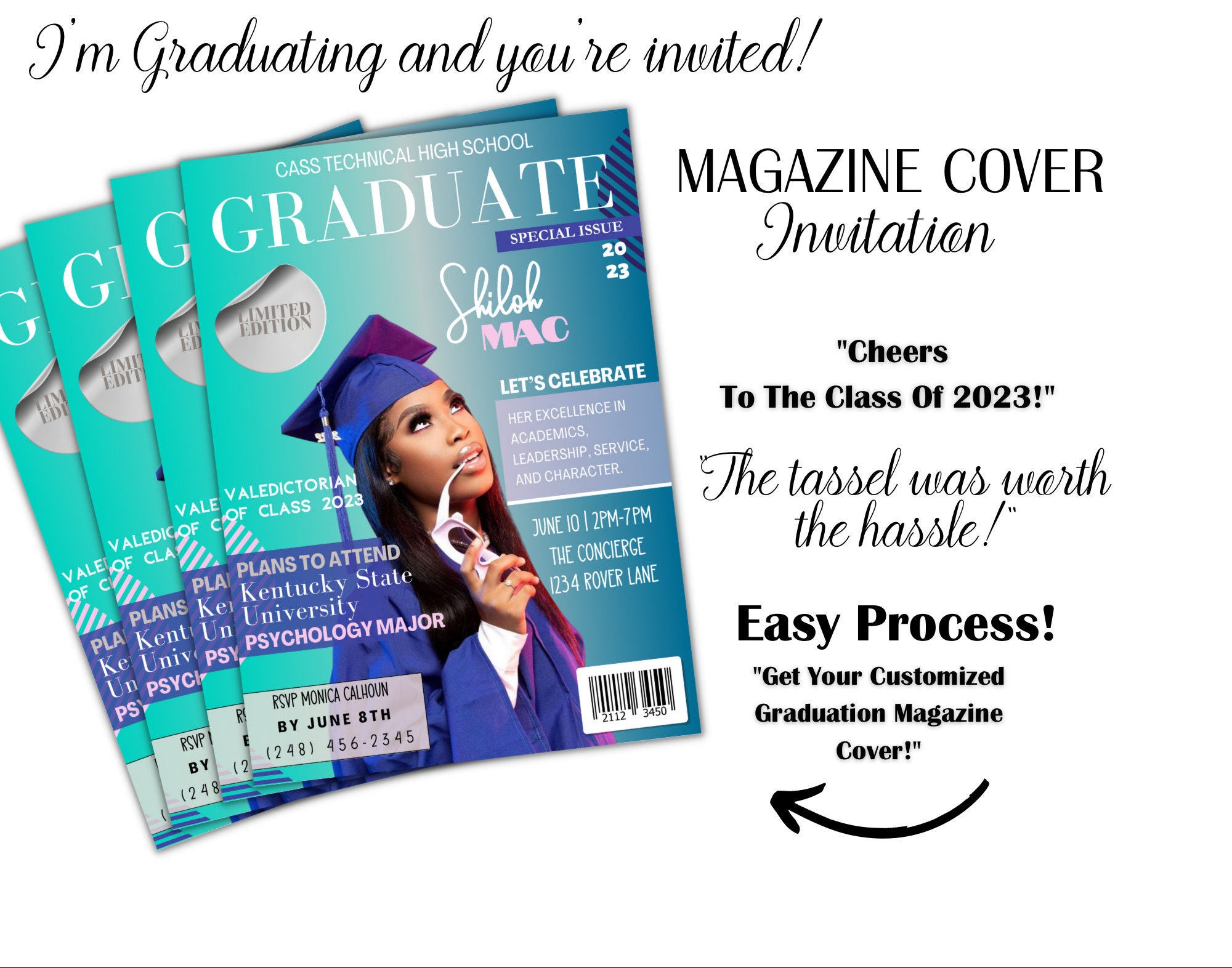 Graduation Magazine Cover Senior /grad Celebration Personal Editing is ...