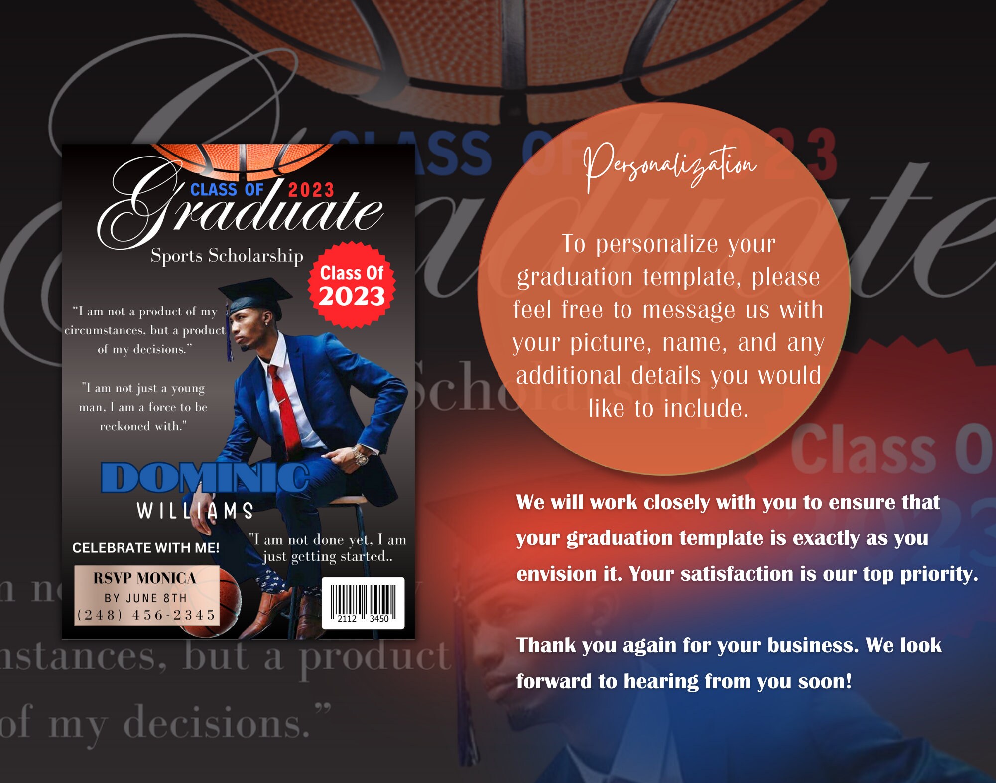 Graduation Magazine Cover Guy Grad Celebration Sports Graduate High ...