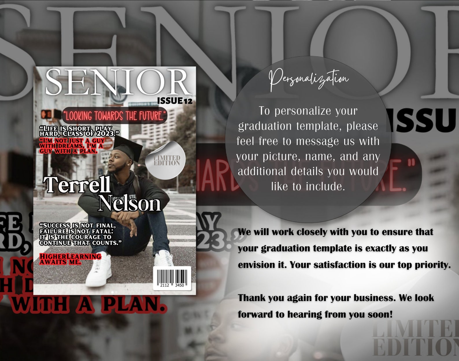 Graduation Magazine Cover Senior/high School-college Grad - Etsy