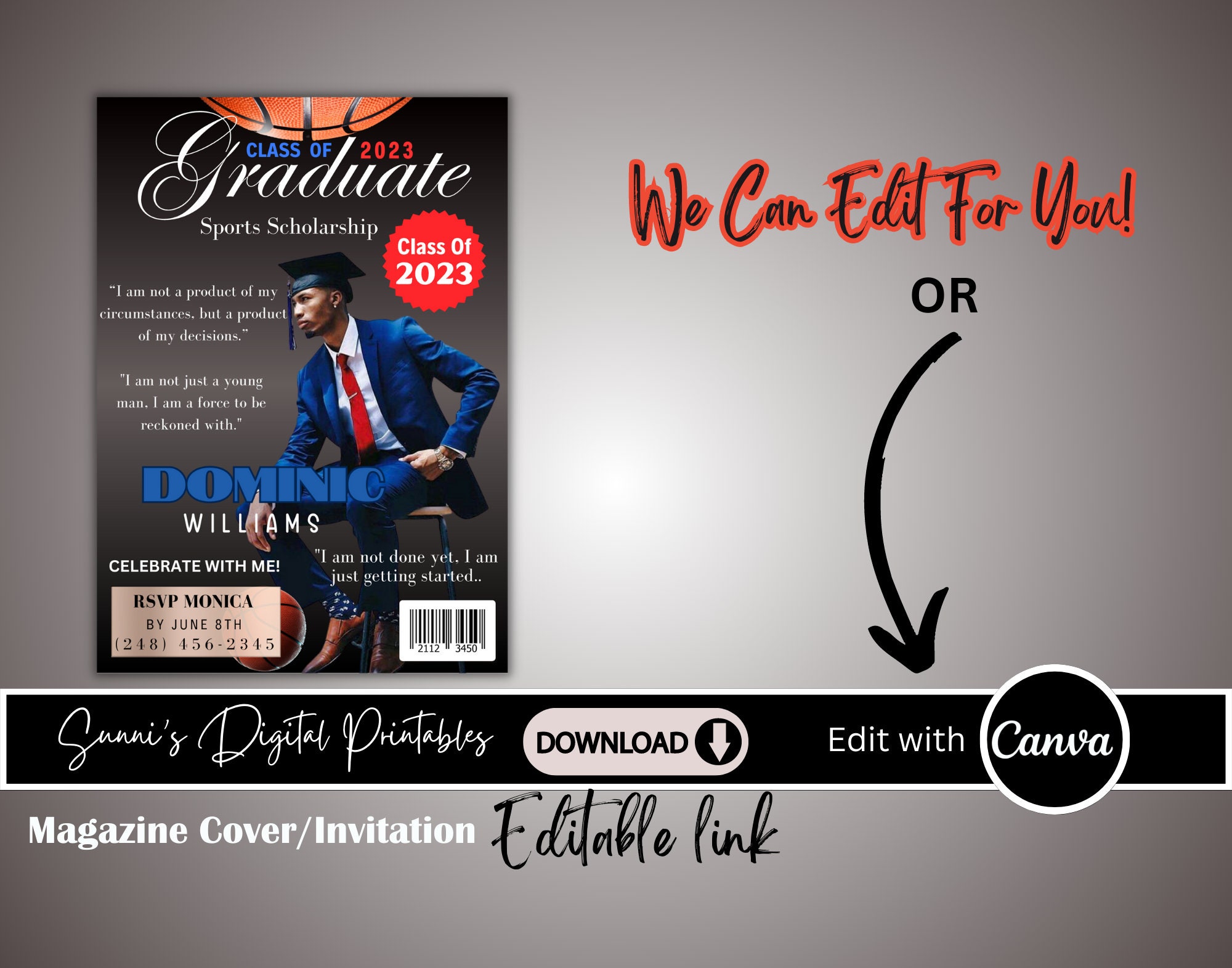 Graduation Magazine Cover Guy Grad Celebration Sports Graduate High ...