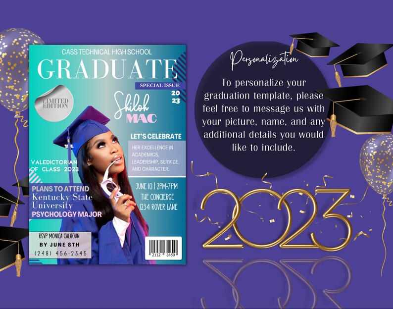 Graduation Magazine Cover Senior /grad Celebration Personal Editing is ...