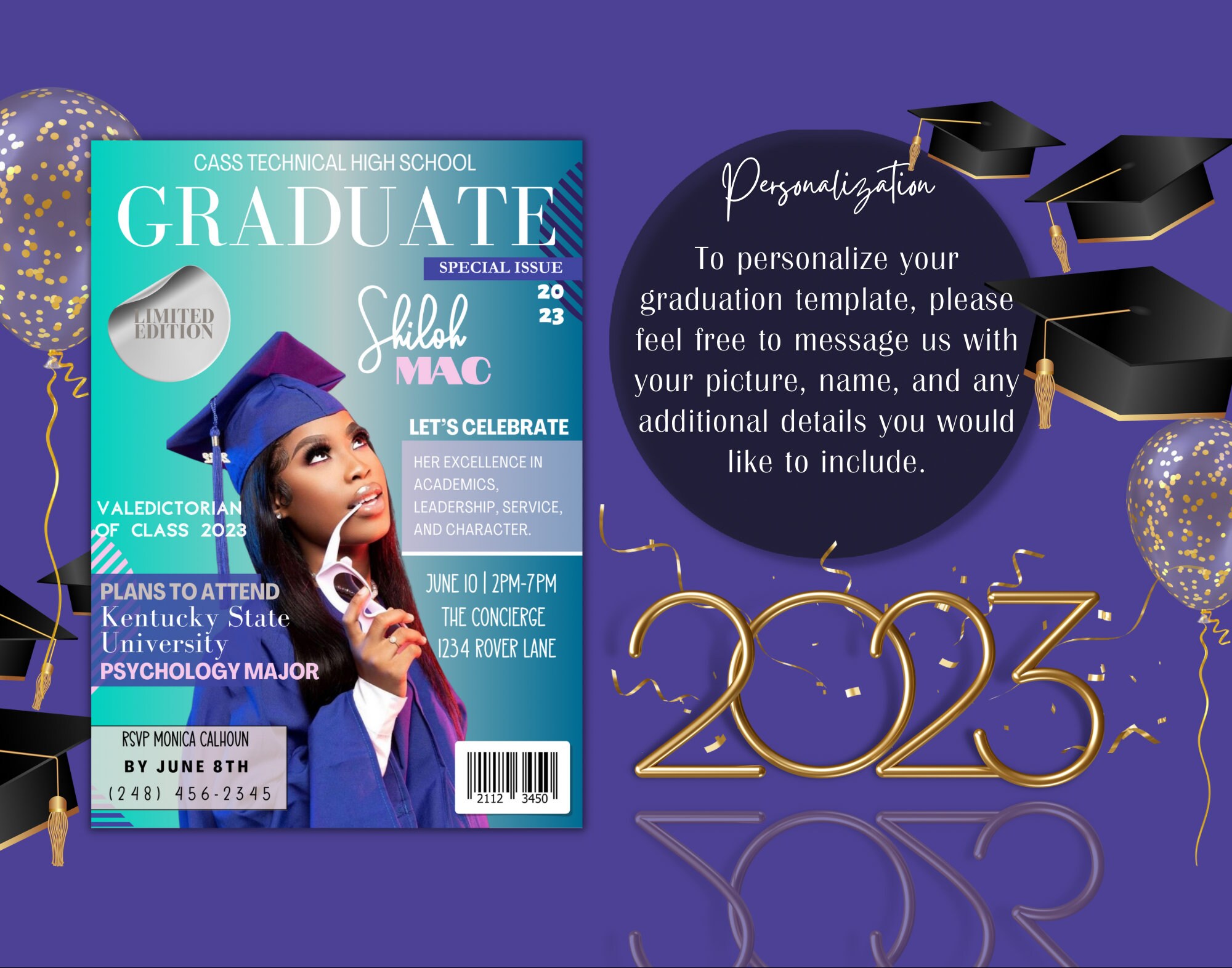 Graduation Magazine Cover Senior /grad Celebration Personal Editing is ...