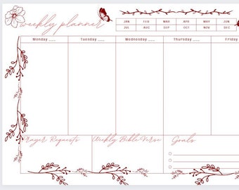 Red Weekly Planner - Etsy