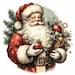 Vintage Santa Claus Watercolor PNG Design, Instant Digital Christmas ...
