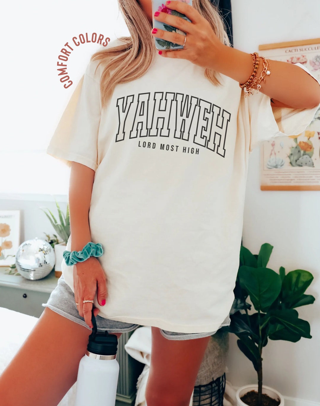 Yahweh Oversized Christian Varsity Crewneck Comfort Colors Trendy VSCO ...