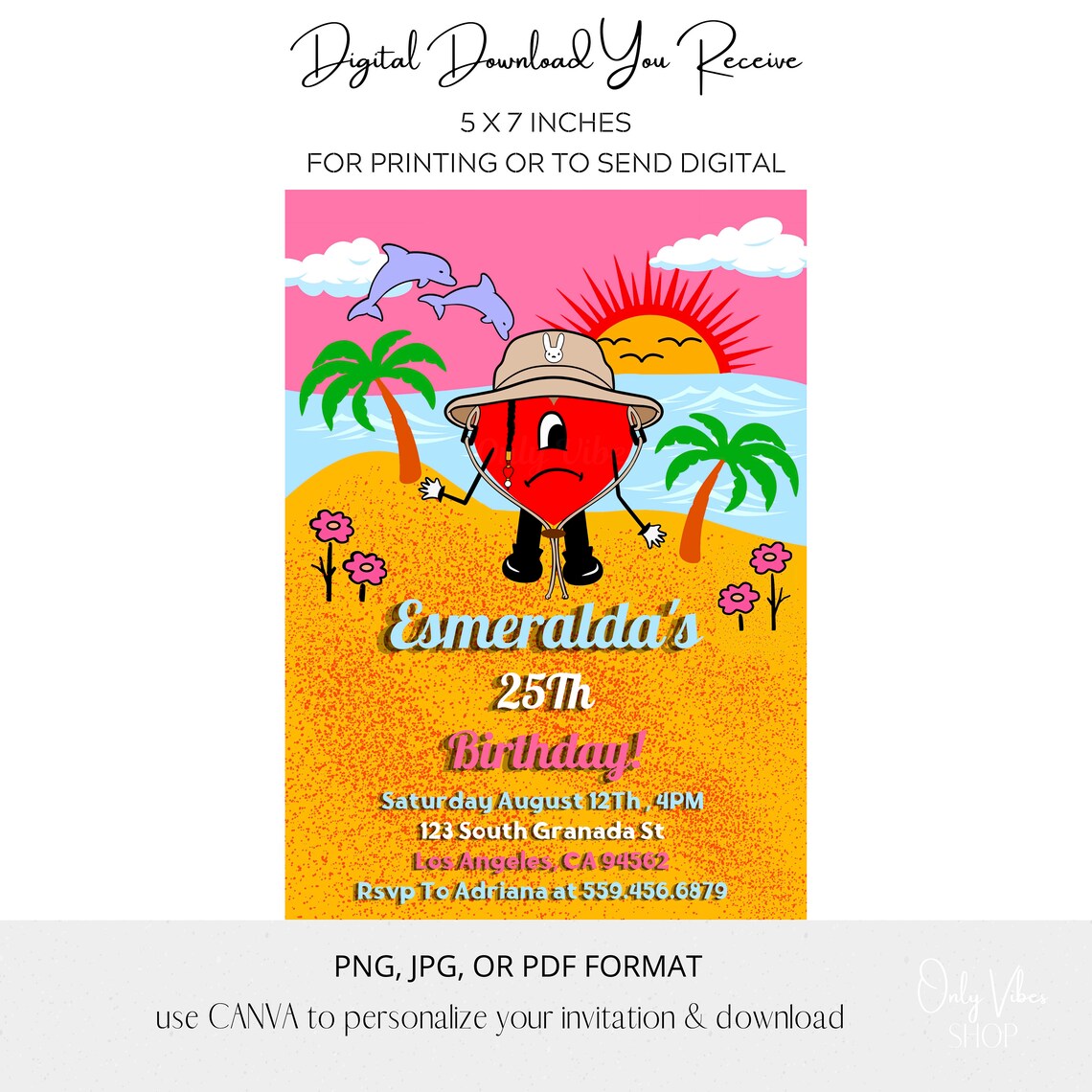 Bad Bunny Invitation, Un Verano Sin Ti, Birthday Digital Invitation ...