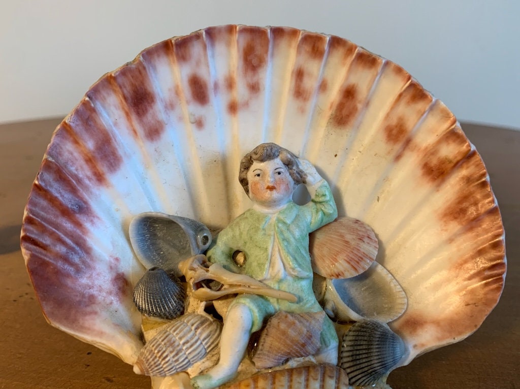 Antique French Shell Art With Boy Souvenir Victorian 1920s - Etsy