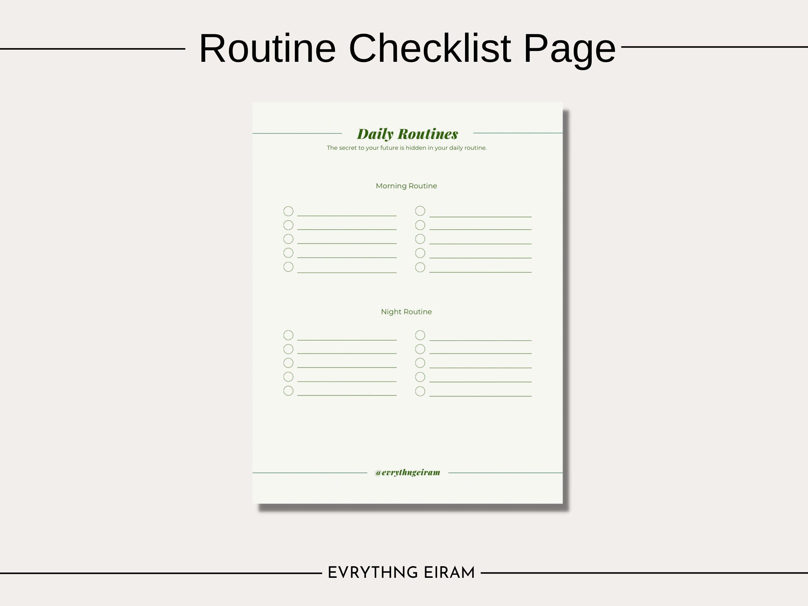 Daily Routine Checklist by Evrythng Eiram Routine Planner - Etsy