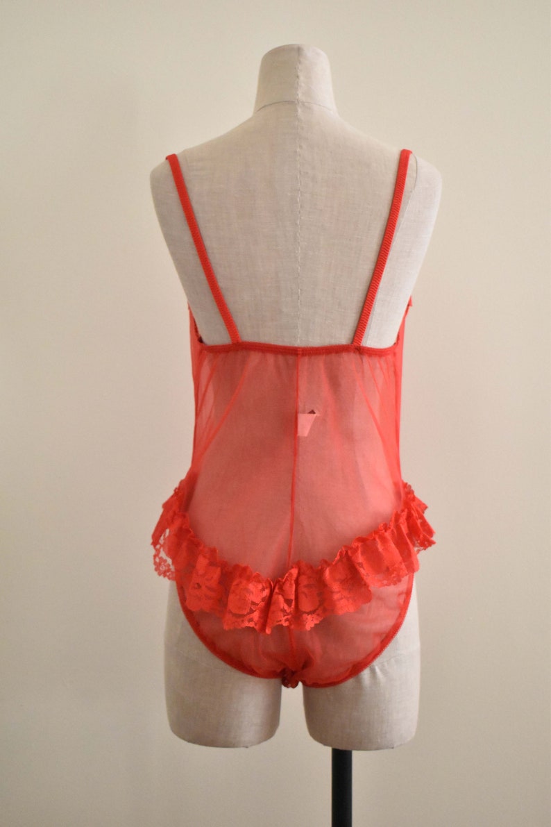 1980s Teddy Lingerie Vintage Red Lace Teddy Midnight Hour Etsy